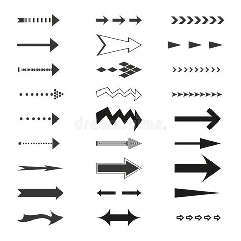 Collection Of Various Arrow Icons Directional Symbols Set Vector Illustration Eps 10 Stock