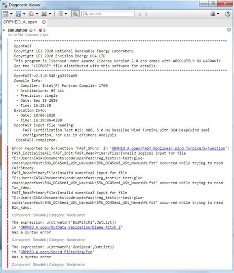 Issue When I Run Simulink Model Which Depends On Openfast S Function Mex · Issue 548 · Openfast