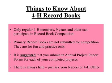 Ppt 4 H Record Books Powerpoint Presentation Free Download Id 3195916