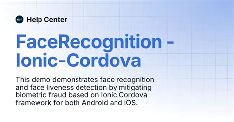Facerecognition Ionic Cordova Help Center