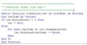 Function Clear Listbox IAccessWorld