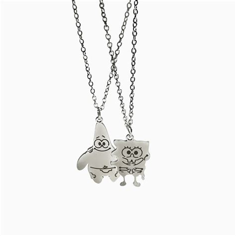 قیمت و خرید گردنبند زنانه مدل پاتریک و باب اسفنجی بسته 2 عددی