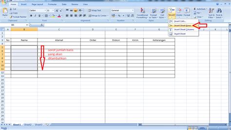 Cara Cepat Menyisipkan Banyak Baris Pada Tabel Excel Belajar