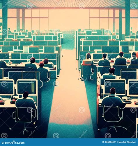 Conference Room With Rows Of Computers 3d Rendering 3d Illustration Stock Illustration