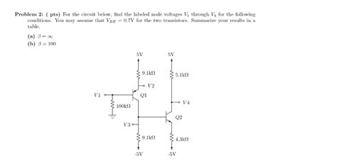 solved problem 2 pts for the circuit below find the