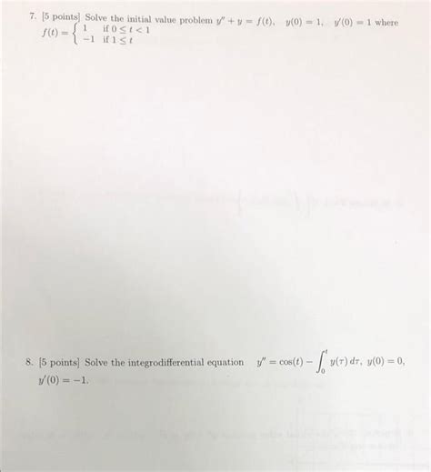 solved 7 5 points solve the initial value problem y y
