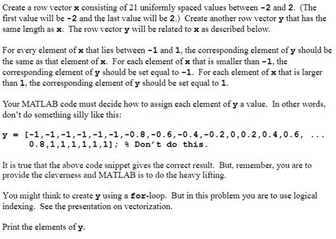 Solved Create A Row Vector X Consisting Of 21 Uniformly