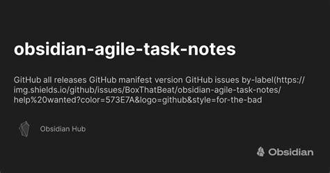 Obsidian Agile Task Notes Obsidian Hub Obsidian Publish