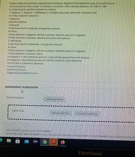solved project called account test using bankaccount java
