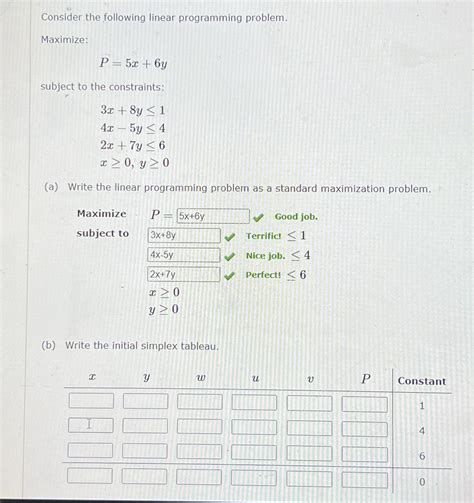 Solved Consider The Following Linear Programming