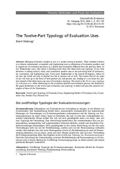 Pdf The Twelve Part Typology Of Evaluation Uses