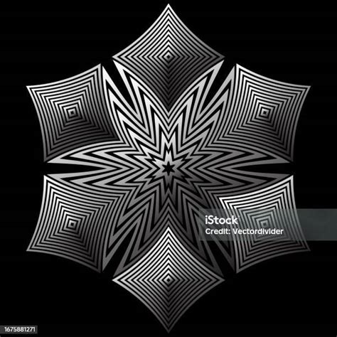 Segi Enam Bermotif Perak Desain Lambang Monokrom Simbol Suku Abstrak Atau Tanda Suci Ilustrasi
