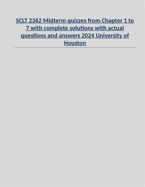 sclt 2362 midterm quizzes from chapter 1 to 7 with complete solutions