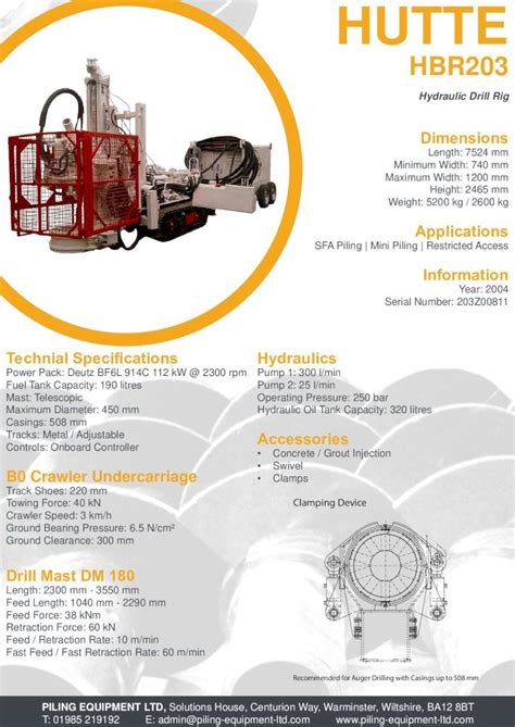 Pdf Hydraulic Drill Rig Piling Equipment Ltd Piling Equipment Ltd