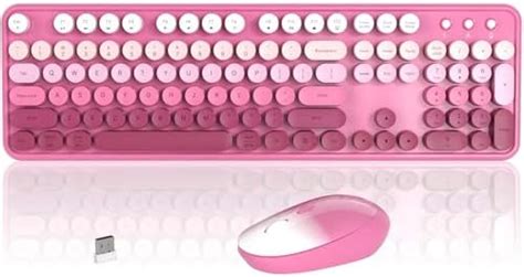 Colorful Wireless Keyboard And Mouse Combo Coveva 2 4ghz Wireless Retro Cute Round