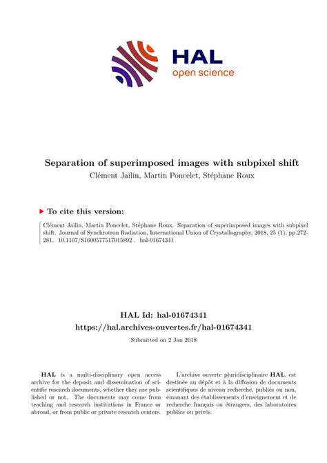 pdf separation of superimposed images with subpixel shift dokumen tips