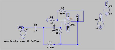 Operational Amplifier How Do I Keep A Sine Wave Input After Passing It Through A Filter