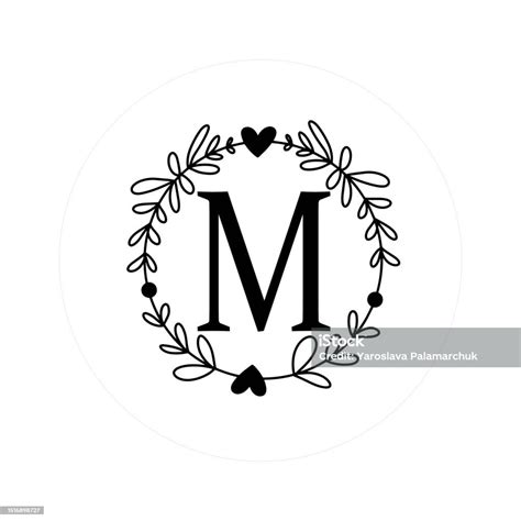 Letter M Initials With Round Floral Frames Vector Monogram Logo Cricut