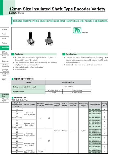 Ec12e Encoder Datasheet Switch Electronics