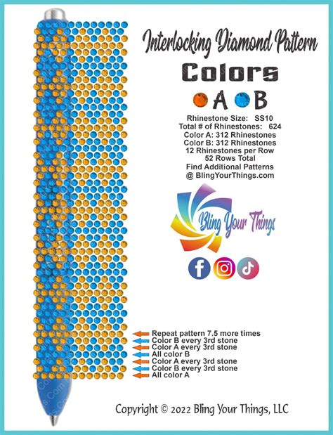 Interlocking Diamond Pen Pattern Design File Bling Your Things