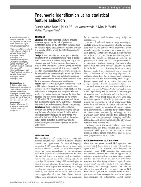 Pdf Pneumonia Identification Using Statistical Feature Selection