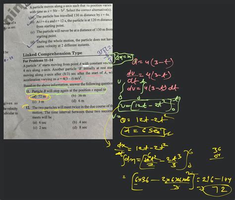 A Particle Moves Along X Axis Such That Its Position Varies With Time As