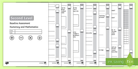 Second Level P6 Baseline Maths Assessment Test Twinkl