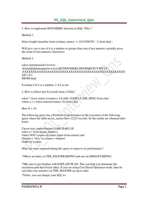 Pl Sql Interview Qns Pdf Databases Plsql
