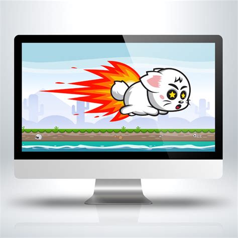 running and jumping cat game character bevouliin