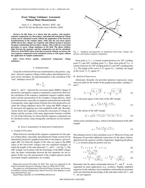 Pdf Exact Voltage Unbalance Assessment Without Phase Measurements