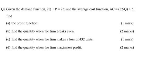 Solved Q Given The Demand Function Q P And The Chegg
