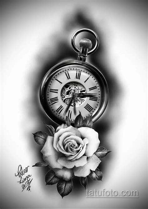 Эскиз тату часы 3 тыс изображений найдено в Яндекс Картинках Clock And Rose Tattoo Clock
