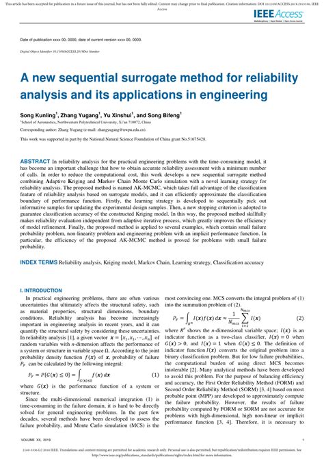 Pdf A New Sequential Surrogate Method For Reliability Analysis And