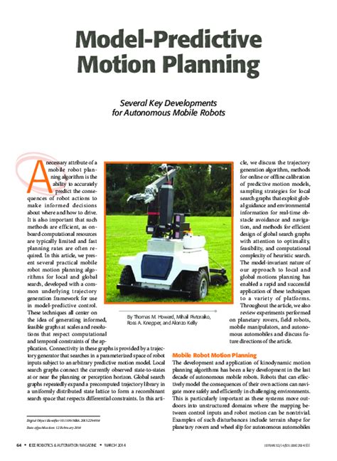 Pdf Model Predictive Motion Planning