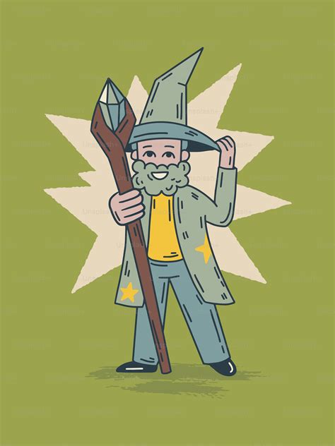 마법사 모자를 쓴 남자가 빗자루를 들고 있습니다 벡터 Unsplash의 마술사 이미지