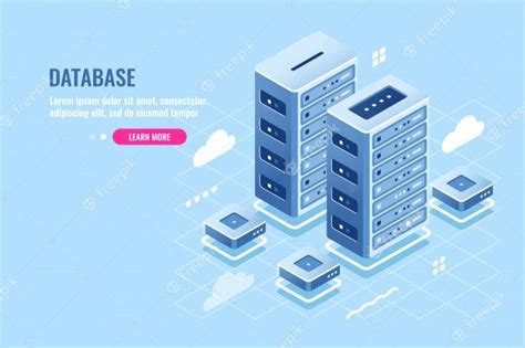 isometric server room and web site hosting