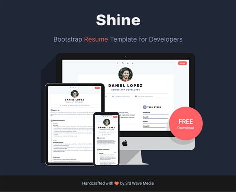 Shine Free Bootstrap 5 Light Mode Resumecv Website Template For