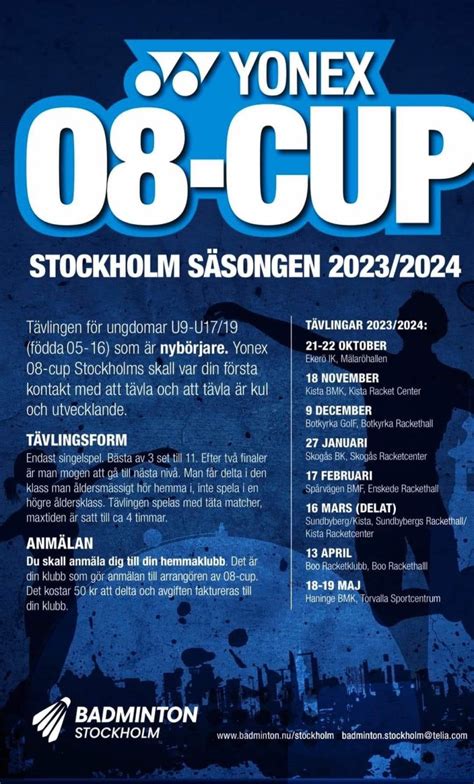 Starttider För 08 Cup Lördag 16 Mars Bromma Badmintonklubb