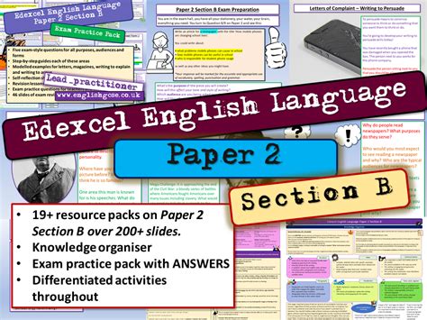 Edexcel English Language Paper Section B Teaching Resources