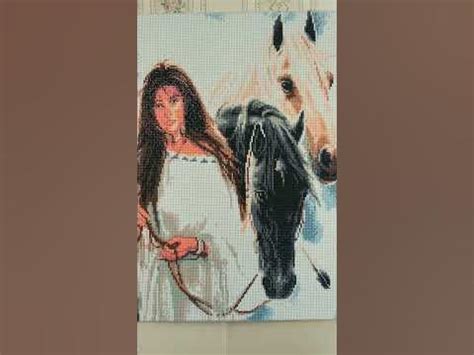 ГОТОВАЯ Алмазная МОЗАИКА 💎 "ИНДИАНКА и ЛОШАДИ"👩🐴🦄 40*50 см., 23 цвета ...