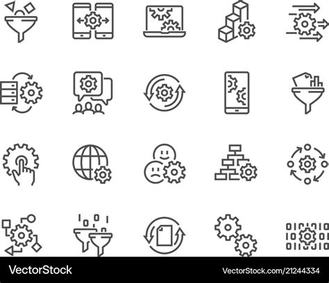 Line Data Processing Icons Royalty Free Vector Image