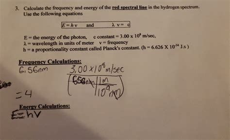 Solved 3 Calculate The Frequency And Energy Of The Red Chegg Com
