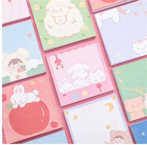 80 Sheets Cute Memo Pads Set Kawaii Notepads Set Cute Stickers