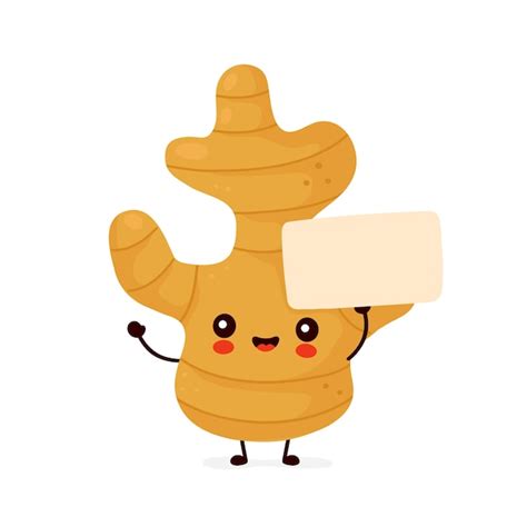 Premium Vector Cute Ginger Root With Empty Sign