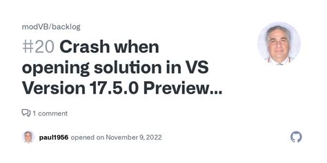 crash when opening solution in vs version 17 5 0 preview 1 0 · issue