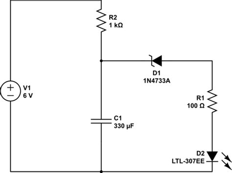 Create A Blinking LED Circuit With A Z Diode And A Capacitor Electrical Engineering Stack Exchange