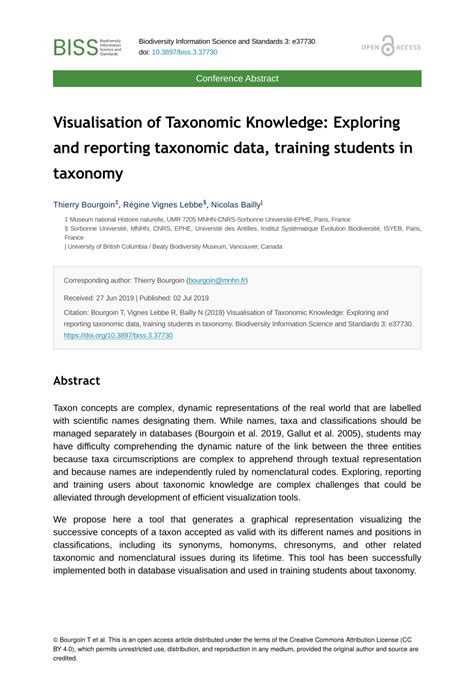 Pdf Visualisation Of Taxonomic Knowledge Exploring And Reporting Taxonomic Data Training
