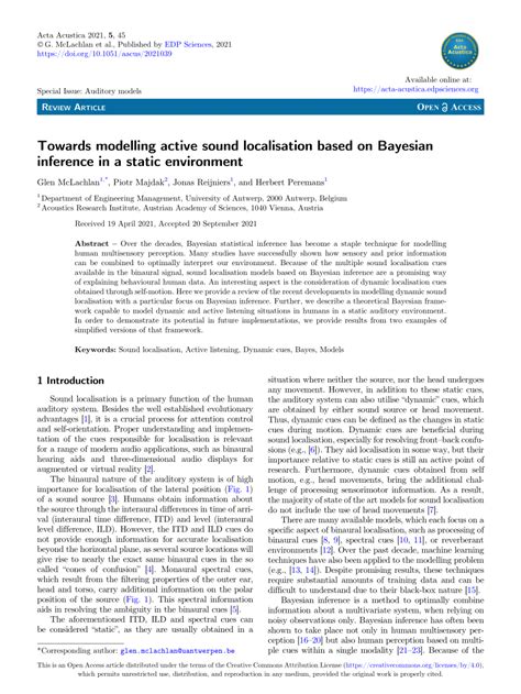 Pdf Towards Modelling Active Sound Localisation Based On Bayesian