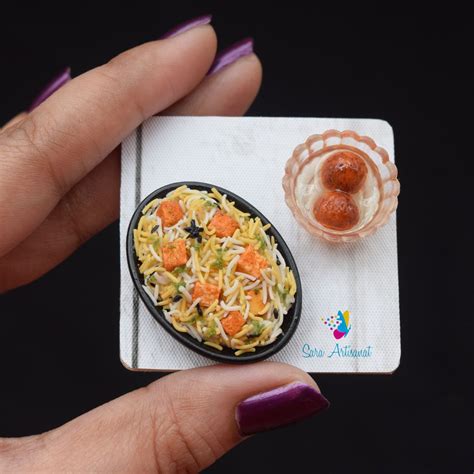 Miniature Clay Paneer Biryani With Jamoon Miniture Food Clay Food