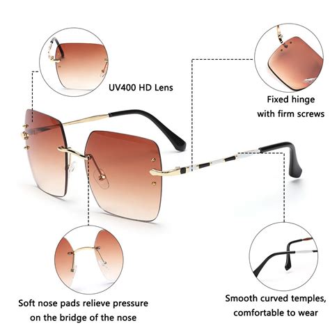 1pc Square Sunglasses Men Women Rimless Cutting Le Grandado
